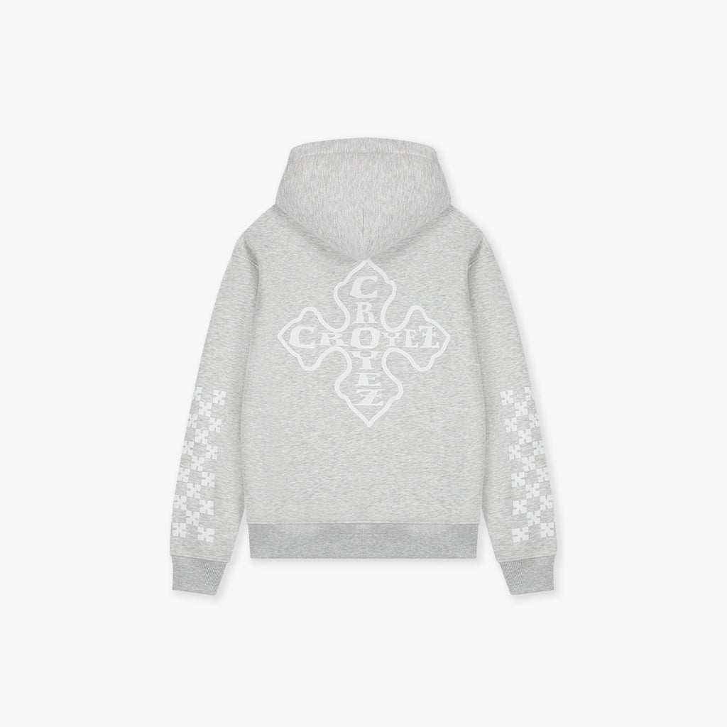 Croyez Cross Zip Hoodie | Grey Melange - Croyez