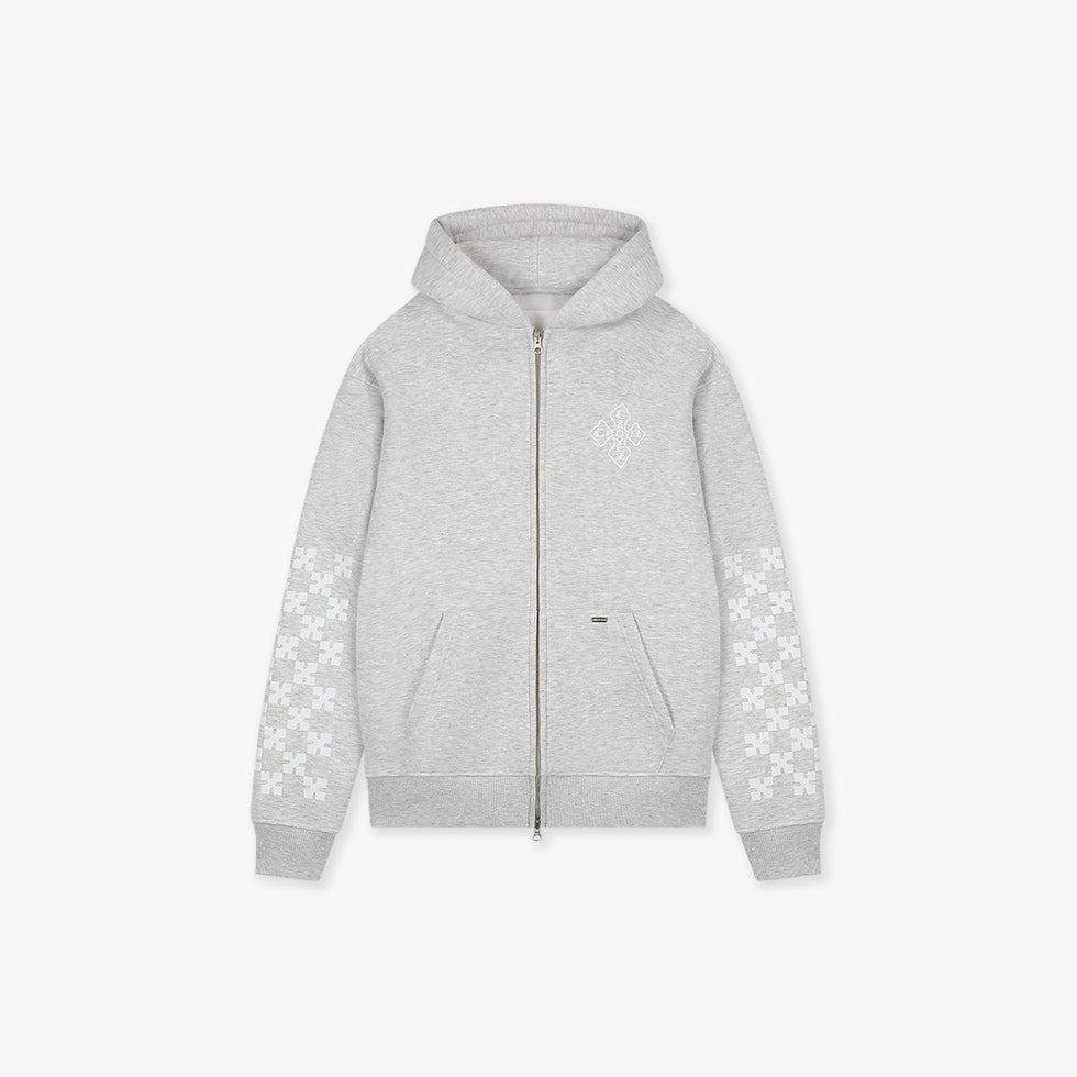 Croyez Cross Zip Hoodie | Grey Melange - Croyez
